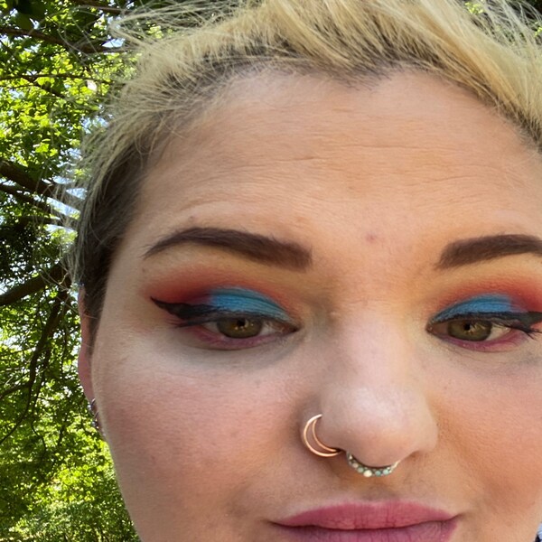 Moon Septum Ring, Septum Piercing, Fake Septum Ring, Double Nose Ring ...