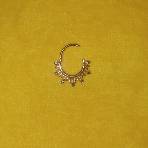 14K Solid Gold Diamond Snake Daith Piercing for Her, Gold Snake Septum ...