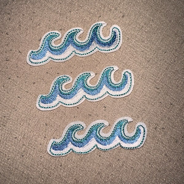 Wave Patch - Simple Beach - Ocean - Embroidered Iron on Patches Custom ...