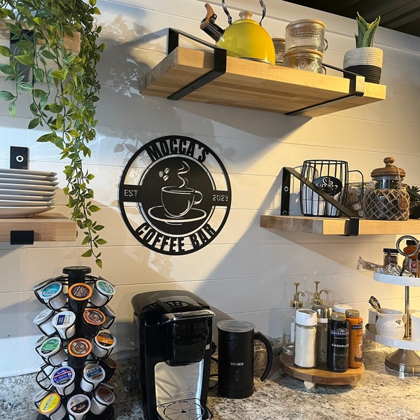 Personalized Coffee Bar Metal Sign, Coffee Bar Decor, Coffee Sign ...