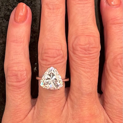 12x10mm Brilliant Radiant Cut, 12mm Wide Band Solitaire, Engagement ...