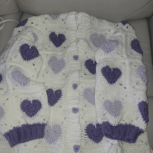 Heart Granny Square Cardigan Crochet Pattern (pattern Only) - Etsy