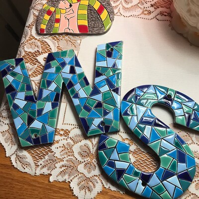 Custom Mosaic Ceramic Letters, Wall Decor Ornament, Personalized Word ...