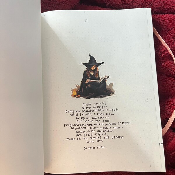 Witch Reading Her Spellbook Sticker | Witch Sticker | Halloween Sticker ...
