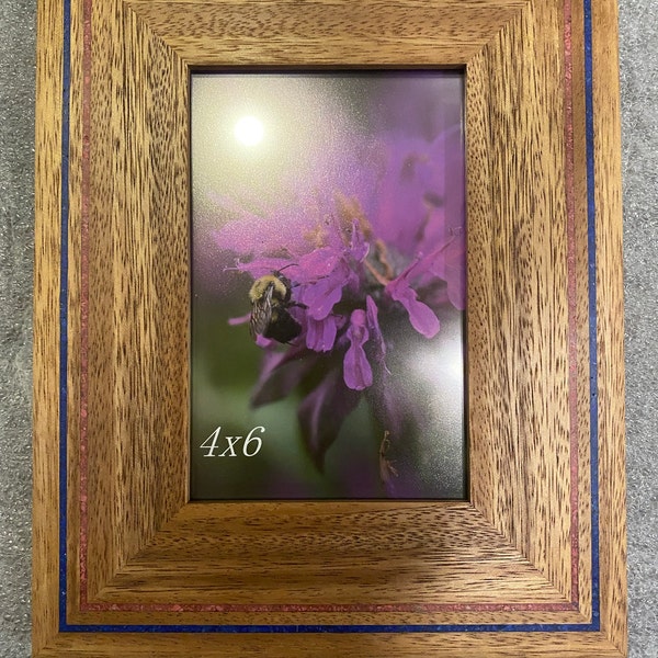 African Padauk Wood With Crushed Turquoise Stone Inlay 11x14 Picture ...