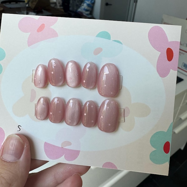 Glitter Cat Eye Star Press on Nails: Handmade Faux Acrylic Gel Nails - Etsy