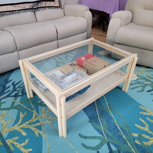 Shadowbox Glass Coffee Table • Dockside Curio Display Table • Coastal ...