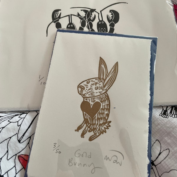 Boxing Hares - Lino Cut Print - Etsy