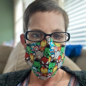 Marvel Avengers Superhero Face Mask, Adult & Kids, Reversible 2 Layer ...