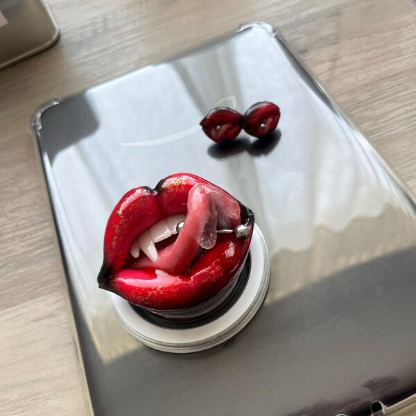 Gothic Style Designed Lips Phone Holder / Halloween Brooch / Choker ...