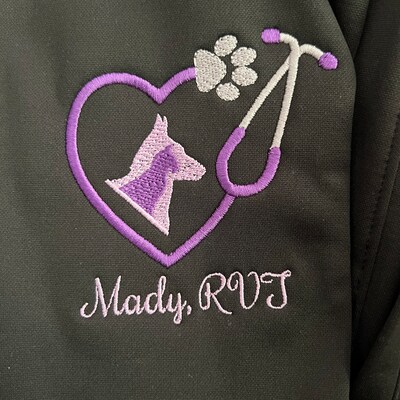 Full Zip Vet Tech Jacket With Sleeve, Vet Assistant Hoodie With Pockets ...