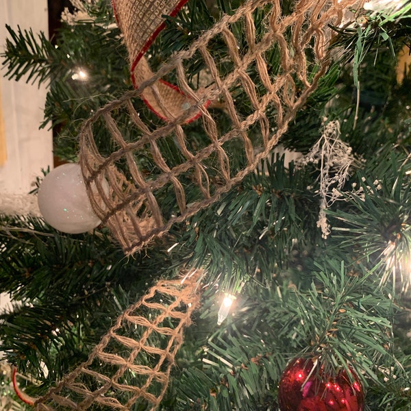 Wired Natural Windowpane Burlap Ribbon 2.5" Wide BY THE YARD - Etsy