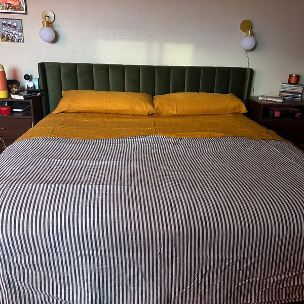 Raspberry Linen Bedding Set 1 Duvet Cover and 2 Pillowcases Softened ...