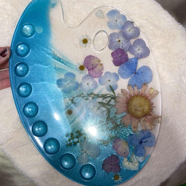 Floral Resin Paint Palette, Floral Paint Palette, Resin Flower Paint ...