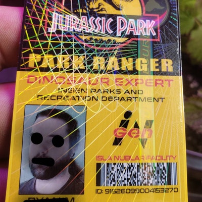 Jurassic Park Ranger ID Badge customize With Your FACE or NAME ...
