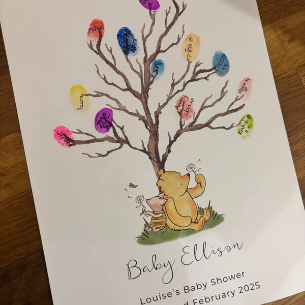 Winnie and Piglet Gender Reveal Fingerprint Tree | Gender Reveal Guest ...