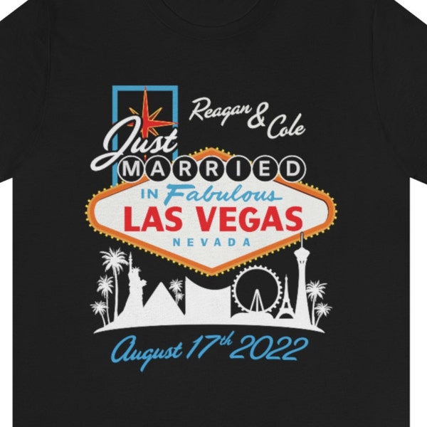 Personalized Just Married Vegas Wedding Shirt - Just Married in ... Personalized Just Married Vegas Wedding Shirt - Just Married in ...