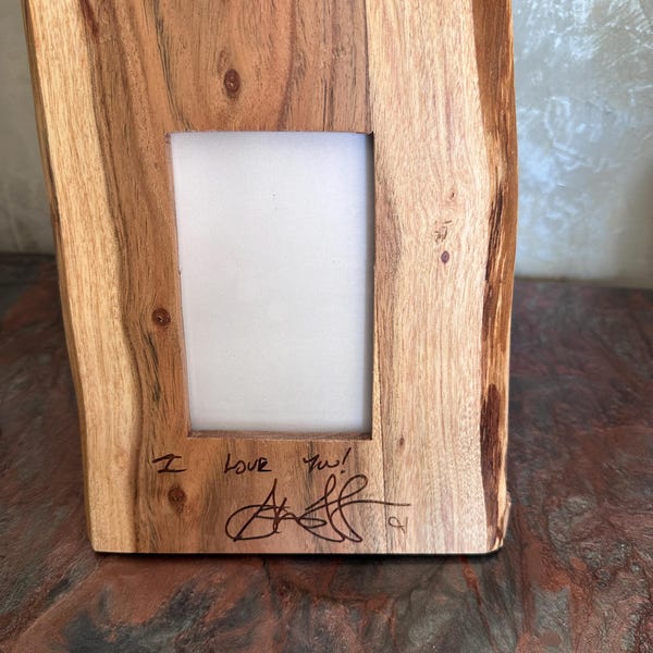 Custom Engraved Live Edge Picture Frame 4x6, Engrave Handwriting or ...