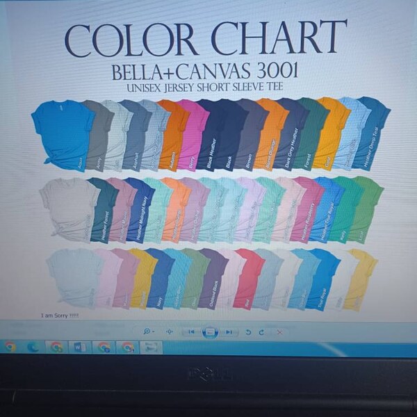 Bella Canvas 3001 Color Chart: Printful Colors + Size Chart (JPEG) - Etsy
