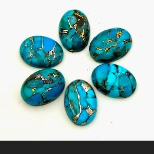 10 Pieces Blue Mohave Turquoise Oval Shape Loose Smooth Polished ...