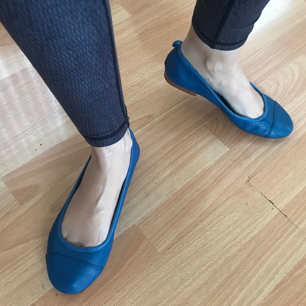 LUNAR. Cobalt Blue Flats / Women Shoes / Leather Flat Shoes / Women ...