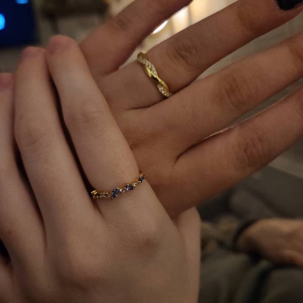 Thin 1.4mm Eternity Band - Gold & Emerald Green - Eternity Ring ...