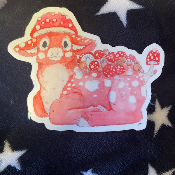 Mushroom Cow Sticker - Etsy