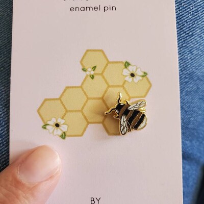 Mini Bee Pin, Tiny Gold Hard Enamel Honeybee Lapel Pin Badge, Nature ...
