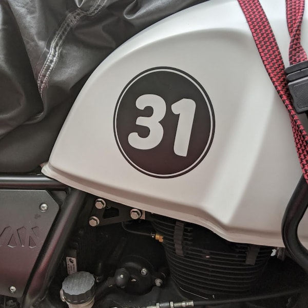 Custom Made Motorcycle Tank Number Decal Sticker Cafe Racer Choose ...
