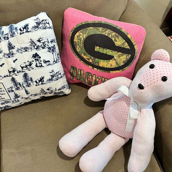 Set of 2 Memory Pillow Rememberance Gift Made From Loved Ones Clothes ...