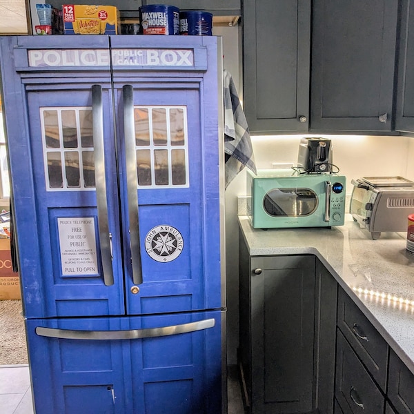 Fridge Vinyl Sticker Antique Cupboard/ Self-adhesive Vinyl Refrigerator ...