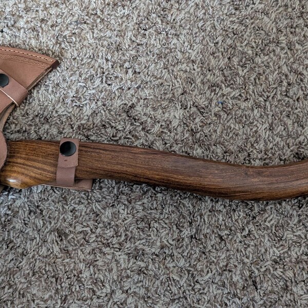 Hand-forged Viking Axe With Hammer Poll – Walnut Handle, Leather Wrapped Grip – Norse Style ...