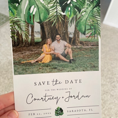 Tropical Save the Date Template, Palm Leaf Save the Date, Beach Save the Date, Photo Save the ...