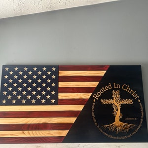 Air Force Wooden Flag, Split USA Flag With Seal, Charred, Patriotic ...