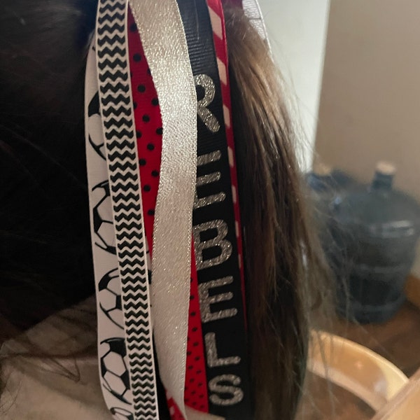 Personalized Glitter Ponytail Holder Streamer With Sports Ribbon… Game ...