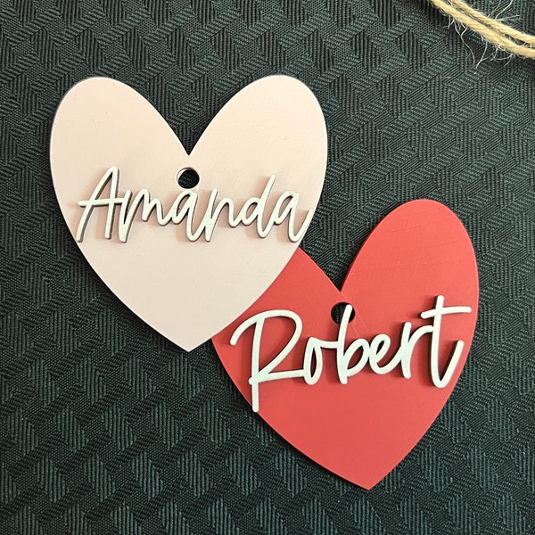 Valentine's Day Name Tags / Wooden Heart Name Tags / Wooden Name Labels ...