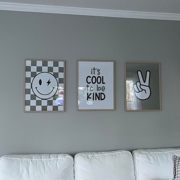 It's Cool to Be Kind Smiley Gallery Set, Downloadable Print, Kids Room ...