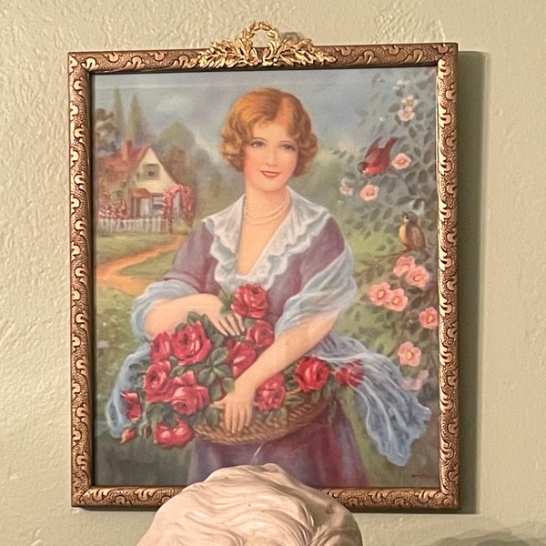 Victorian Christian Child Art in Rustic Walnut Frame - Etsy