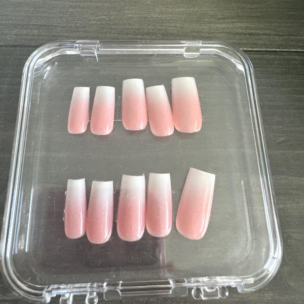 Pink & White Ombre Press Ons | Press on Nails | Handmade Press on Nails ...