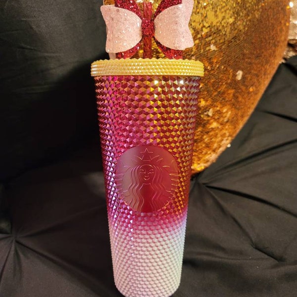 Fuschia & Light Pink Glitter Straw Bow | Straw Bow Topper | Straw Bow ...