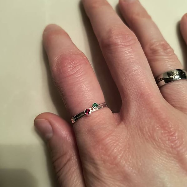 Birthstone Ring, Sterling Silver Birthstone Stacking Ring, Stackable ...