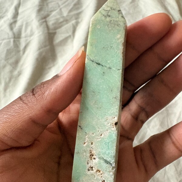 Angelite Point: Rare Light Blue Crystal Tower, Polished Peruvian ...
