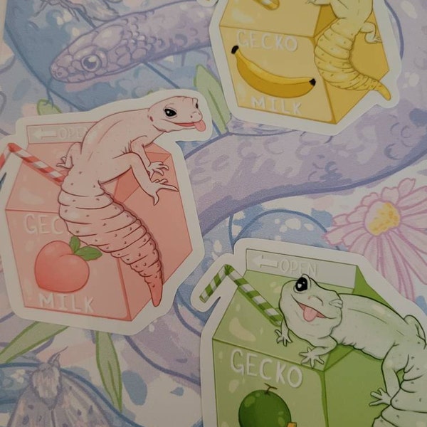 Leopard Gecko Fruit Flavored Milk Stickers | Reptile | Sticker Pack ...