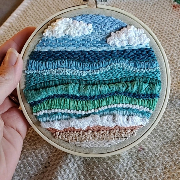 Abstract Tropical Seascape Hand Embroidery Pattern - PDF Instant ...