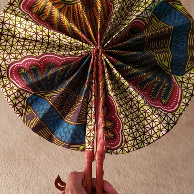 Hand Fan, Africa Fan, Foldable Ankara Fan, RANDOMLY PICKED Fold Fan ...