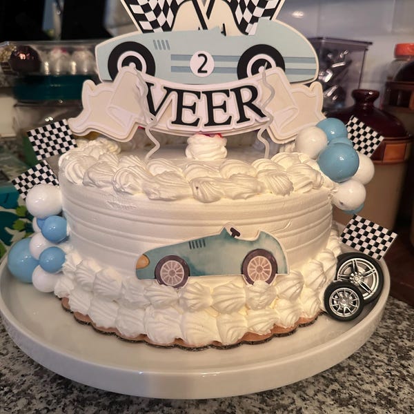 Racecar Cake Topper | Retro Race Car Cake Topper | Racecar Birthday ...
