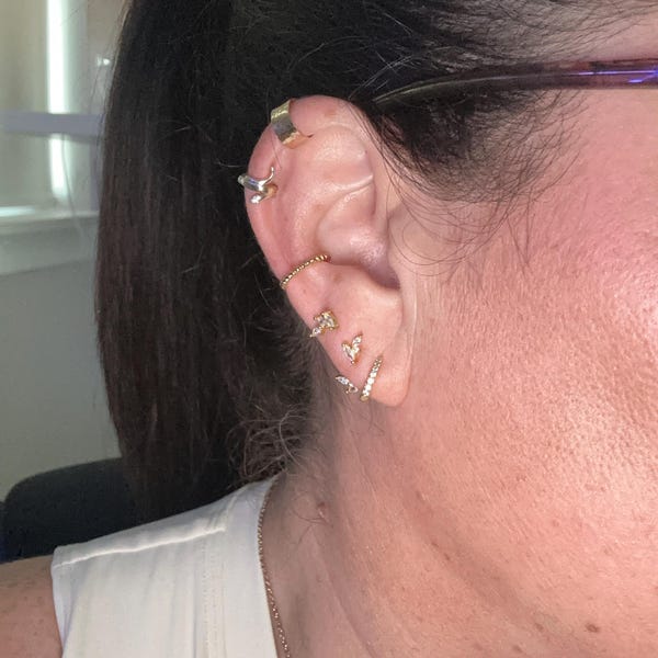 Sterling Silver Floral Set: Earring Jacket, Graduated Huggies Hoop, Ear ...