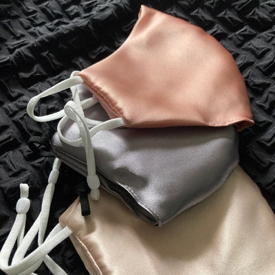 Silky Satin Classy Face Masks Wedding Mask 2layers With Nose Wire and ...