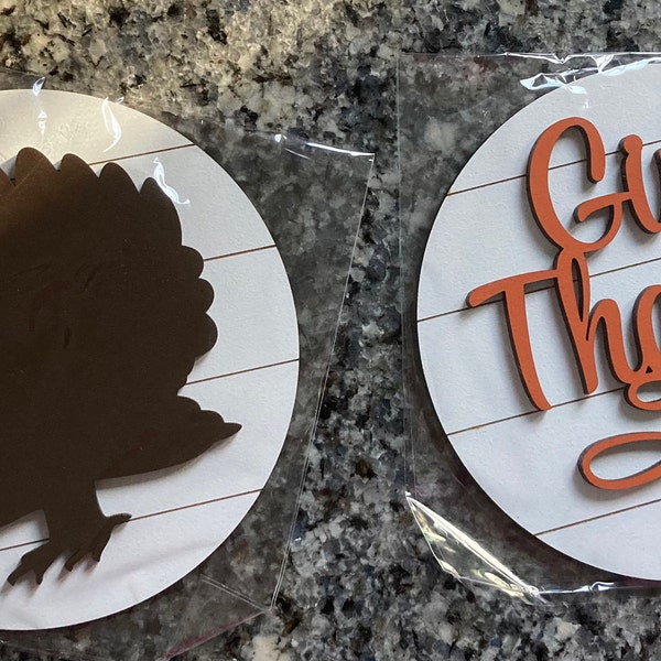 Give Thanks Tier Tray-turkey 3D Mini Round-fall Decor-gobble Gobble ...