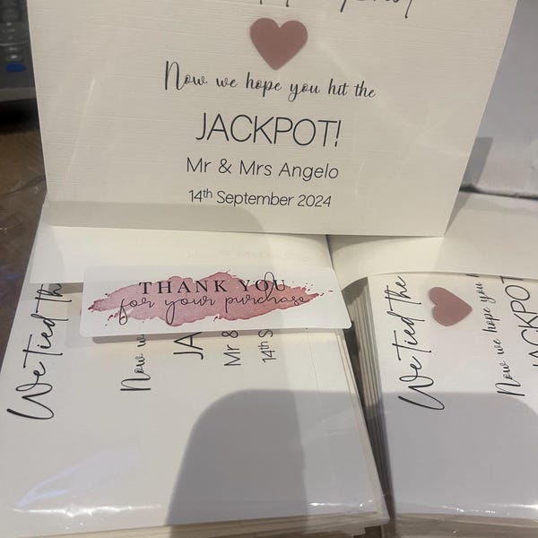 50 Eat, Drink and Be Lucky Scratch Card Envelopes Wedding Favours ...